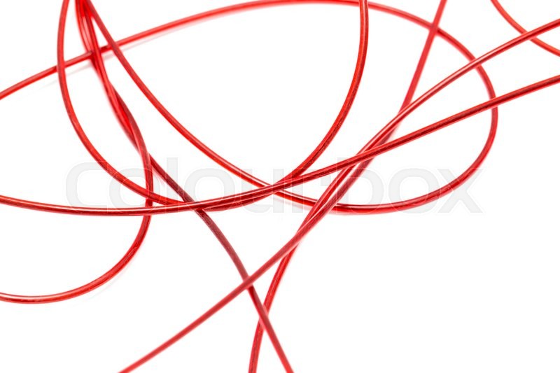 Red wire on a white background | Stock image | Colourbox