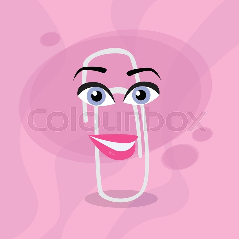 Paperclip Pink Cartoon Female Eyes ... | Stock vector | Colourbox