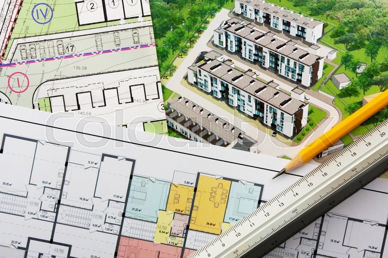 Architectural project - general plan, ... | Stock image | Colourbox