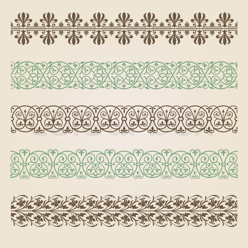 Decorative seamless borders set | Stock vector | Colourbox