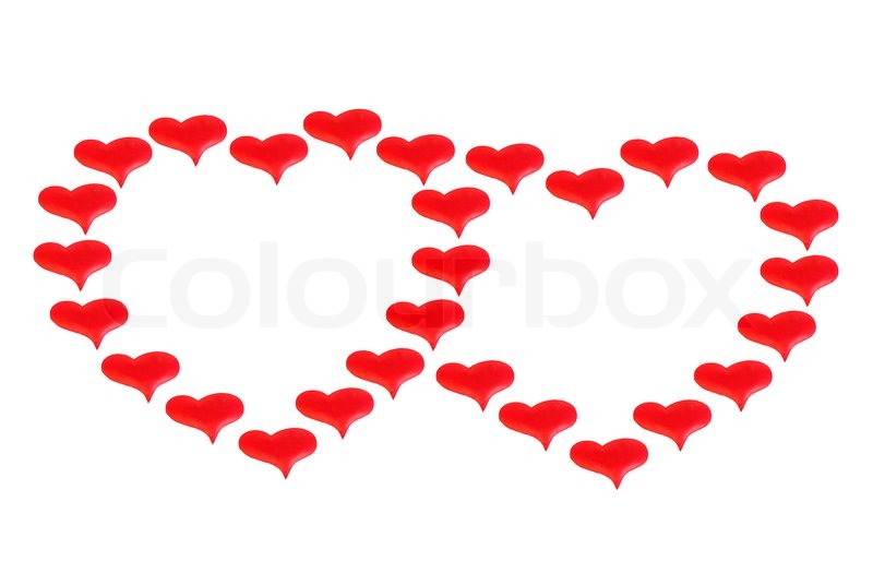 To røde hjerter , der består af små hjerter isoleret på hvidt | stock ...
