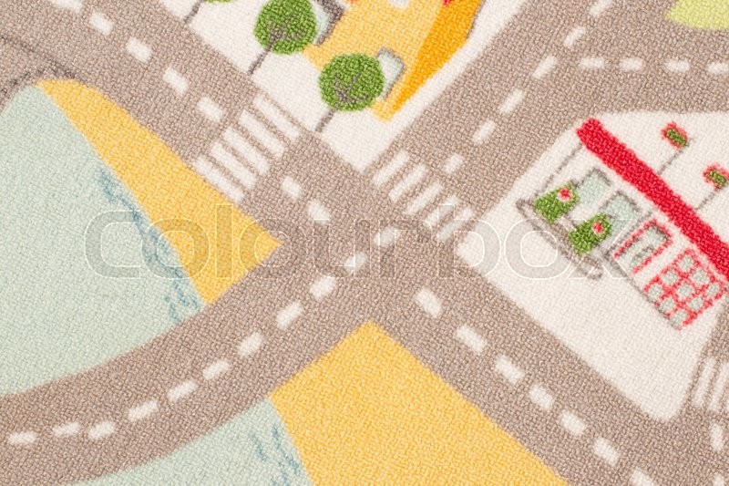 Road pattern on a carpet, playground ... | Stock image | Colourbox