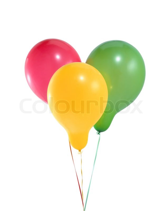 Flerfarvet balloner isoleret på hvid ... | Stock foto | Colourbox