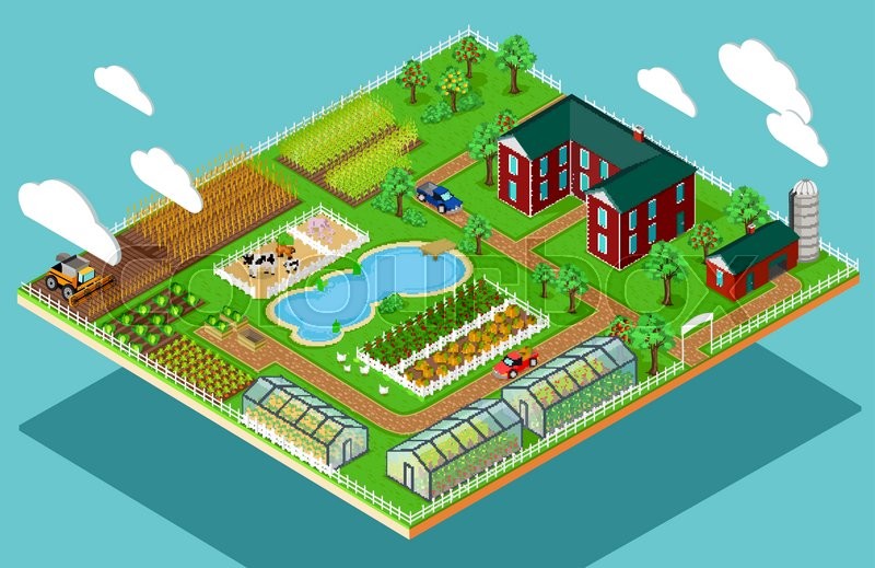 Isometric 3d icon flat farm ... | Stock vector | Colourbox