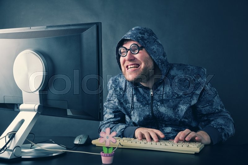 Fat Man On Computer