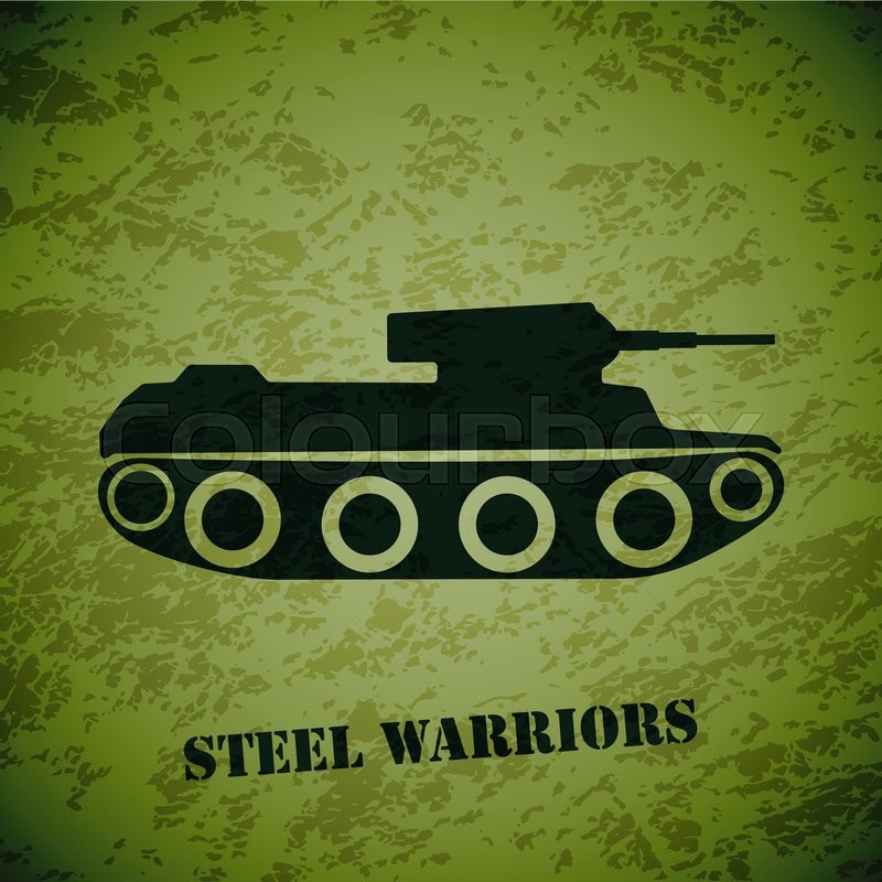 Vector retro tank on green grunge ... | Stock vector | Colourbox