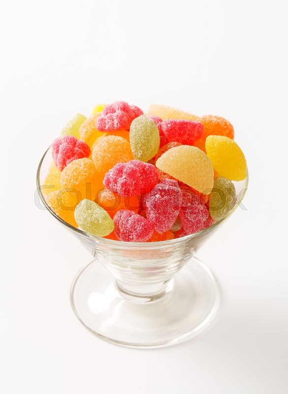 Fruit-shaped gummy candy coated in ... | Stock image | Colourbox