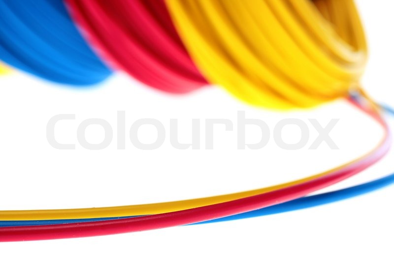Elektriske ledninger af røde , gule og ... | Stock foto | Colourbox