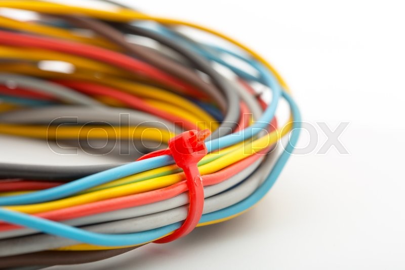 Bunch of colorful cables isolated on ... | Stock image | Colourbox