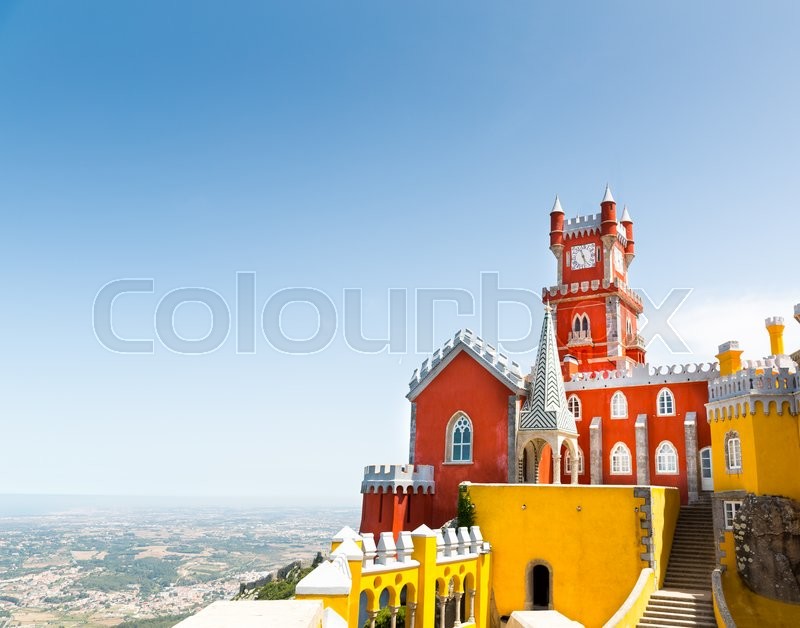 Beautiful colorful castle with towers ... | Stock image | Colourbox