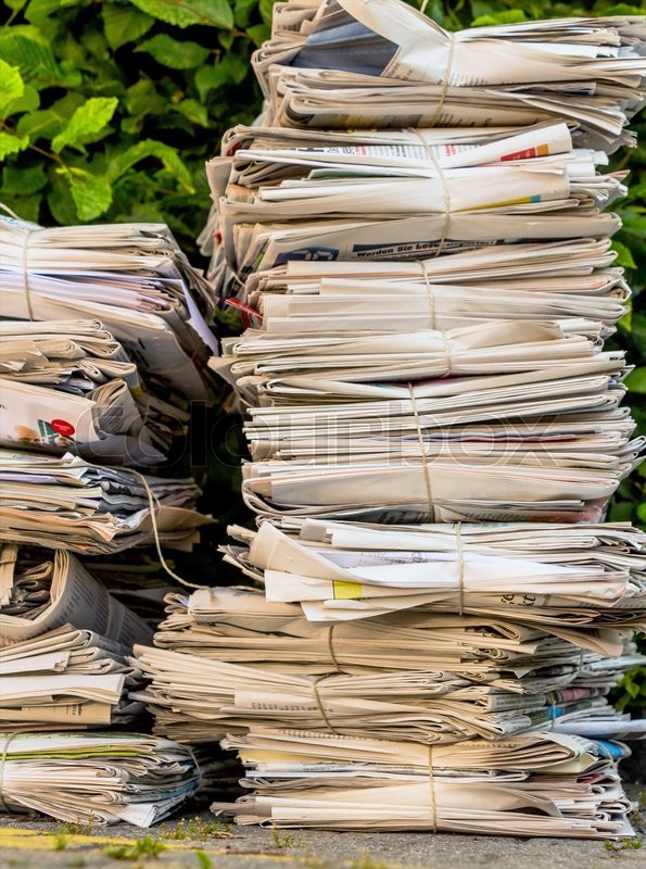 A stack of old newspapers ready for ... | Stock image | Colourbox
