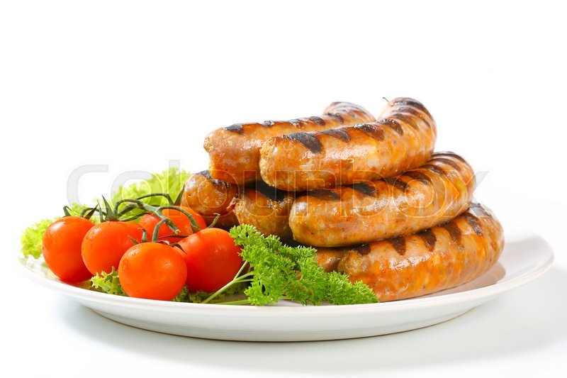 Pile of grilled German sausages | Stock Photo | Colourbox