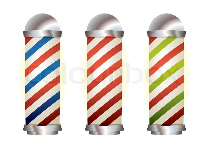 Different stripe barbers poles with ... | Stock vector | Colourbox