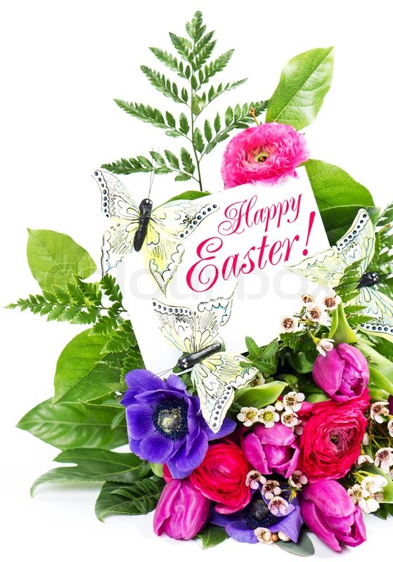 Happy Easter. Spring Flowers. Card ... | Stock image | Colourbox