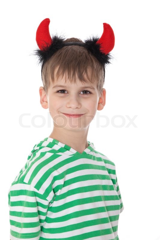 Small imp isolated on a white ... | Stock image | Colourbox