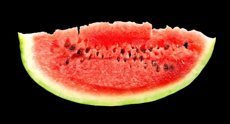 Big red watermelons isolated on black ... | Stock image | Colourbox