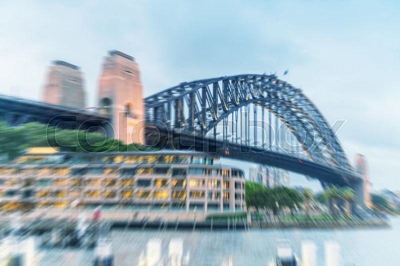 Sydney Harbour Bridge, blurred view. | Stock Photo | Colourbox
