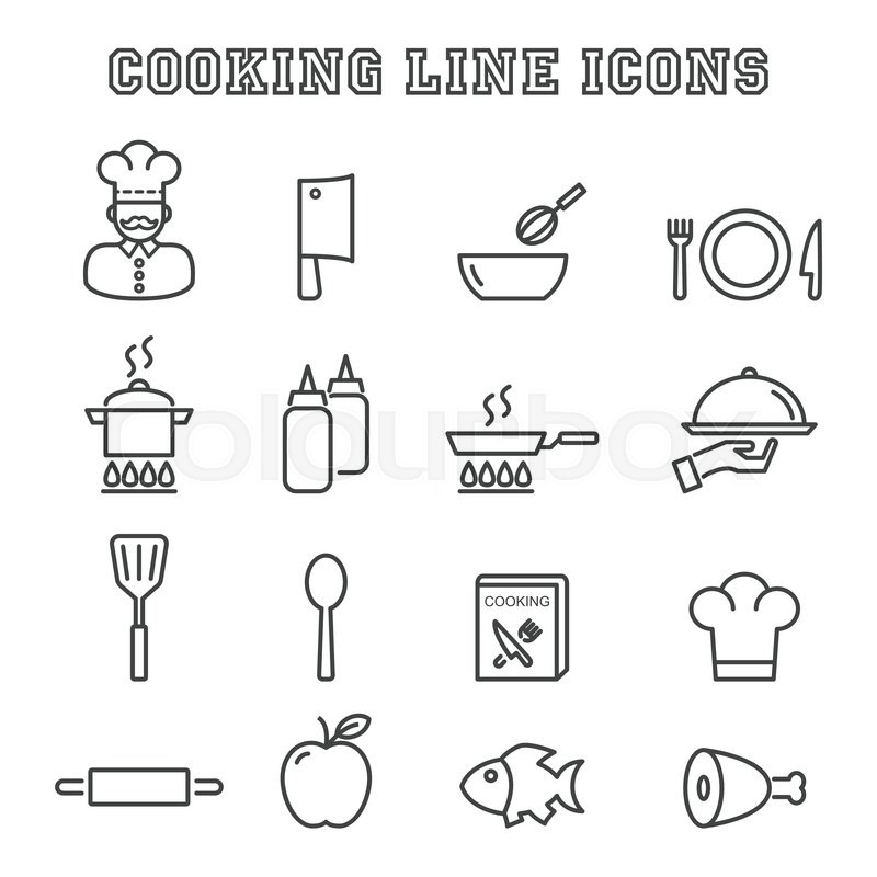 Cooking line icons, mono vector ... | Stock vector | Colourbox