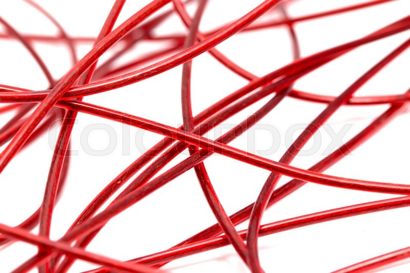 Red wire on a white background | Stock image | Colourbox