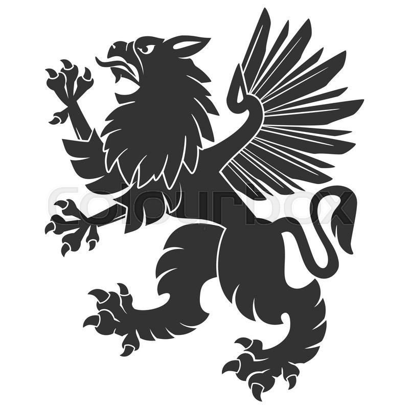 Black Standing Griffin For Heraldry Or ... | Stock vector | Colourbox
