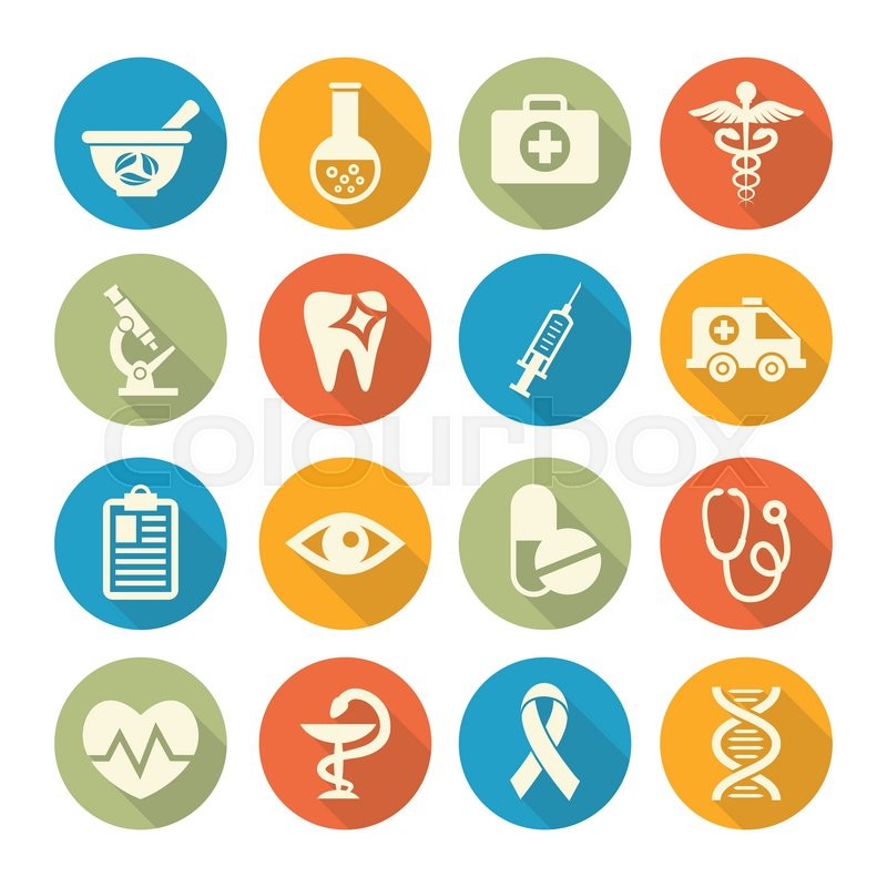Colorful Medical Icons on white ... | Stock vector | Colourbox