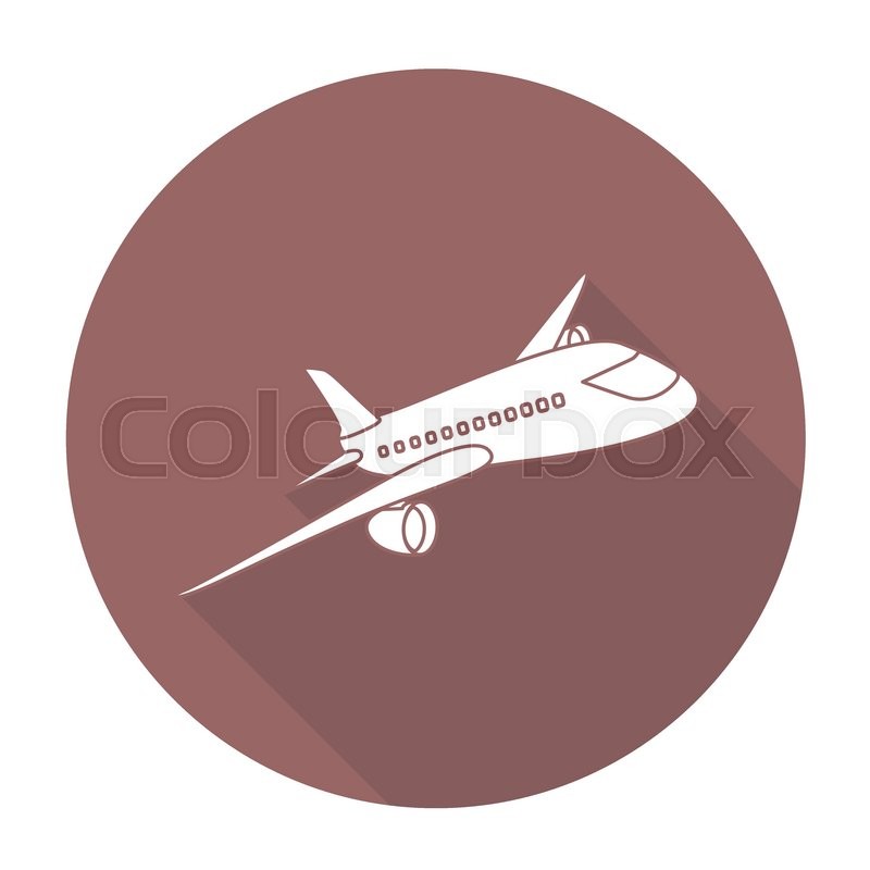 White vector airplane on color circle ... | Stock vector | Colourbox