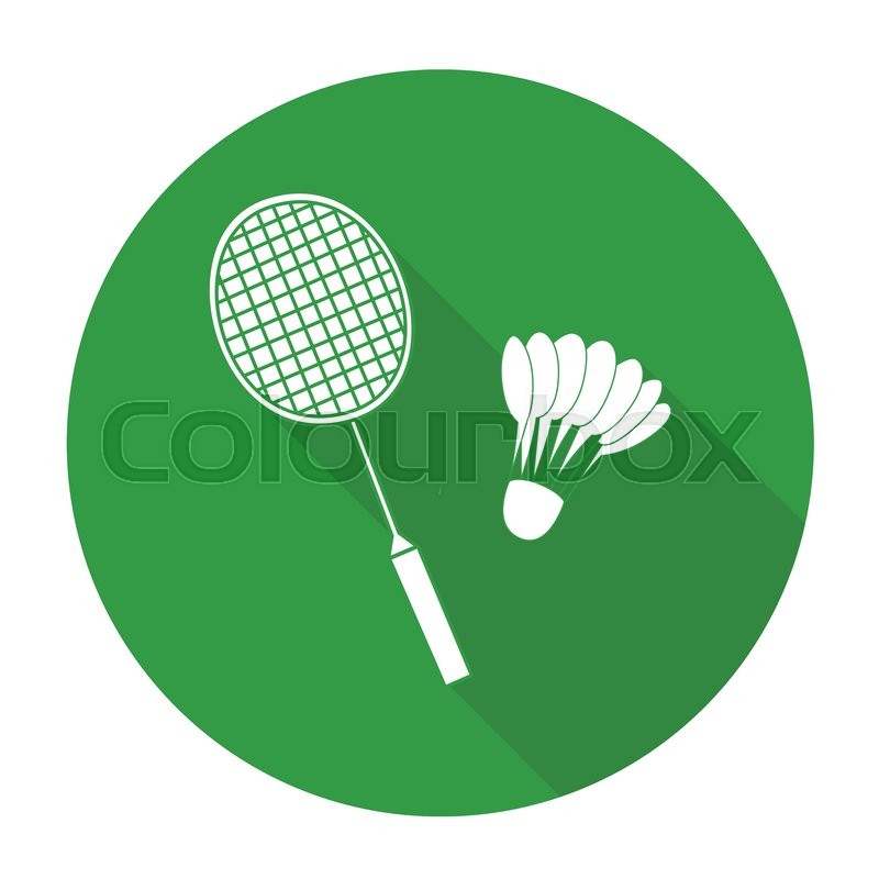 White vector badminton on color circle ... | Stock vector | Colourbox
