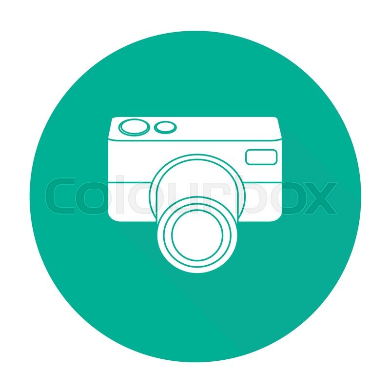 White vector camera on color circle ... | Stock vector | Colourbox