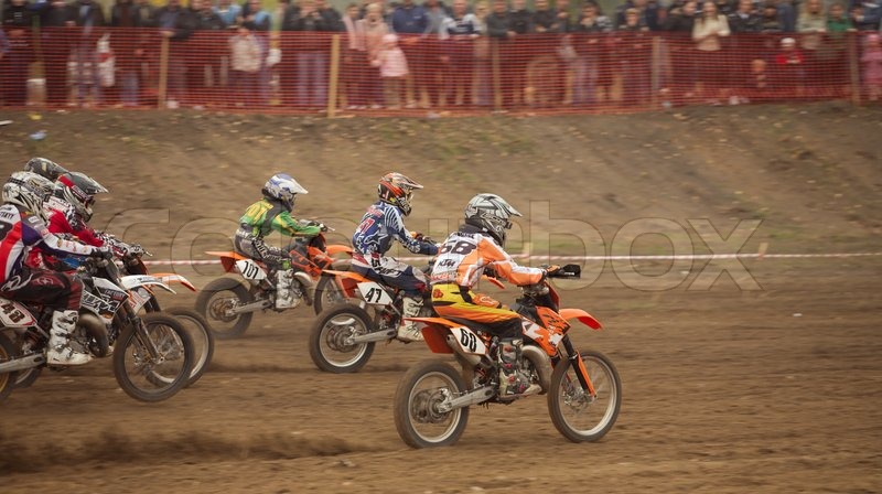 Competition on motorcycle sports among ... | Stock image | Colourbox