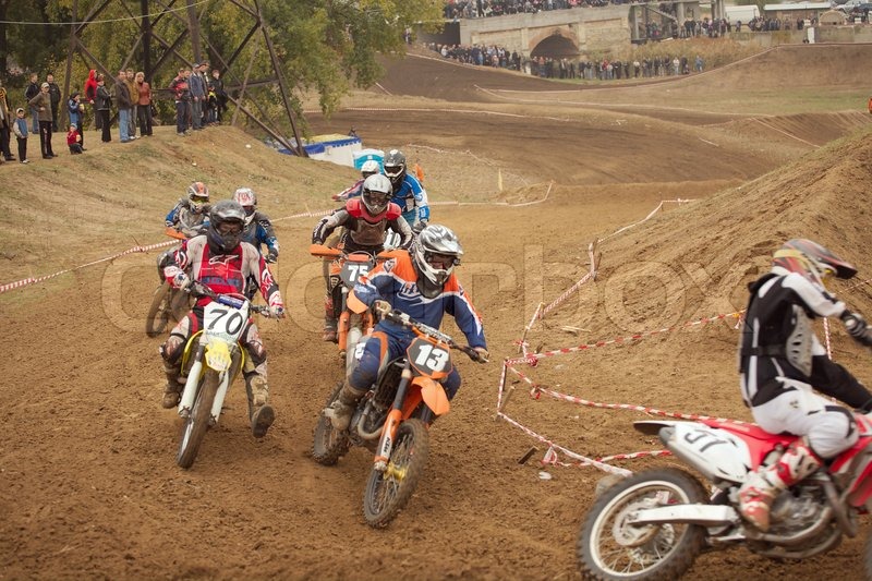 Competition on motorcycle sports among ... | Stock image | Colourbox