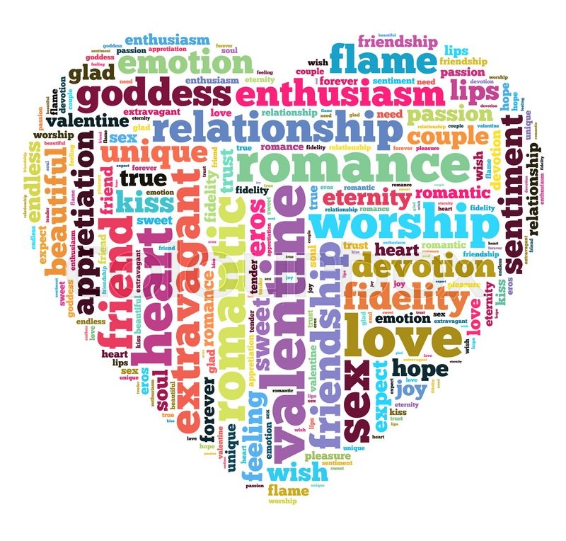 Valentine word cloud shaped as a heart | Stock image | Colourbox