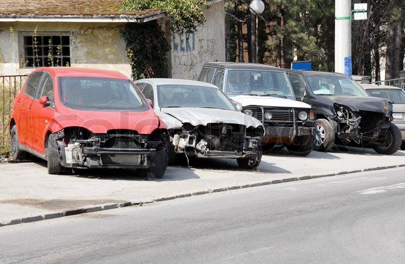 Crashed cars parked | Stock image | Colourbox