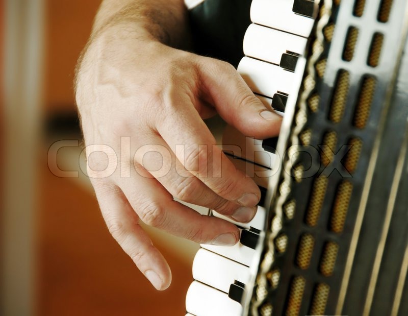 Musician hand playing accordion | Stock image | Colourbox