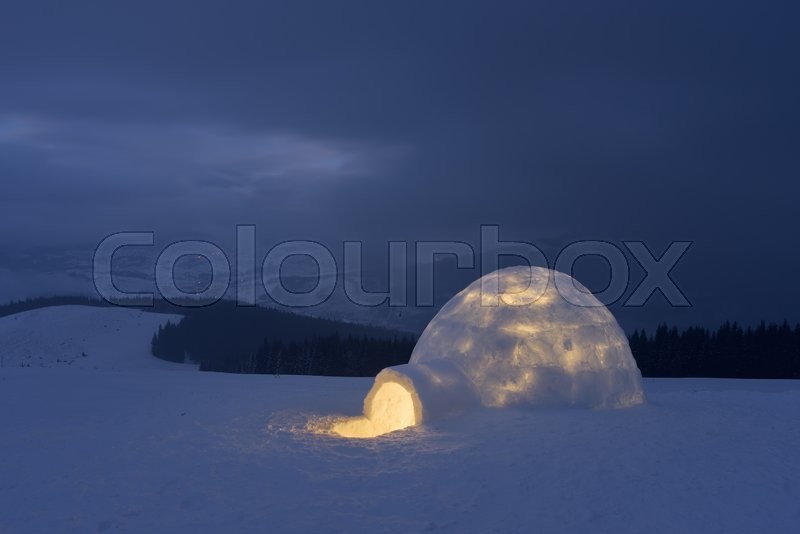 Night landscape. Snow igloo in ... | Stock image | Colourbox
