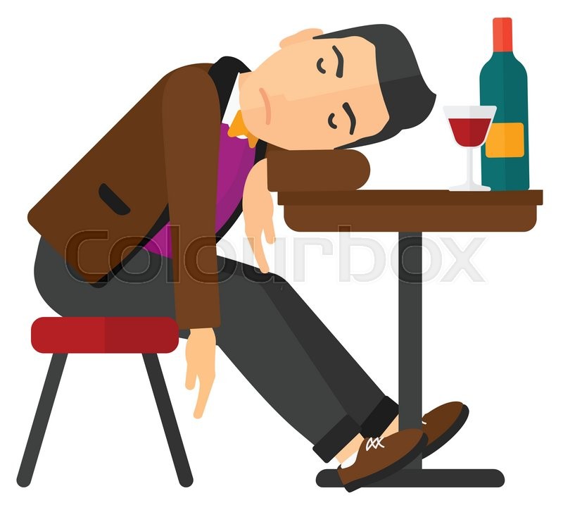 A man sleeping at the table with a ... | Stock vector | Colourbox