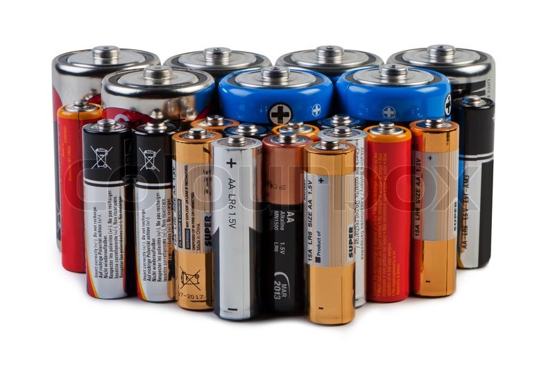 Batterien und Akkumulatoren auf einem weißen Hintergrund. | Stockfoto ...