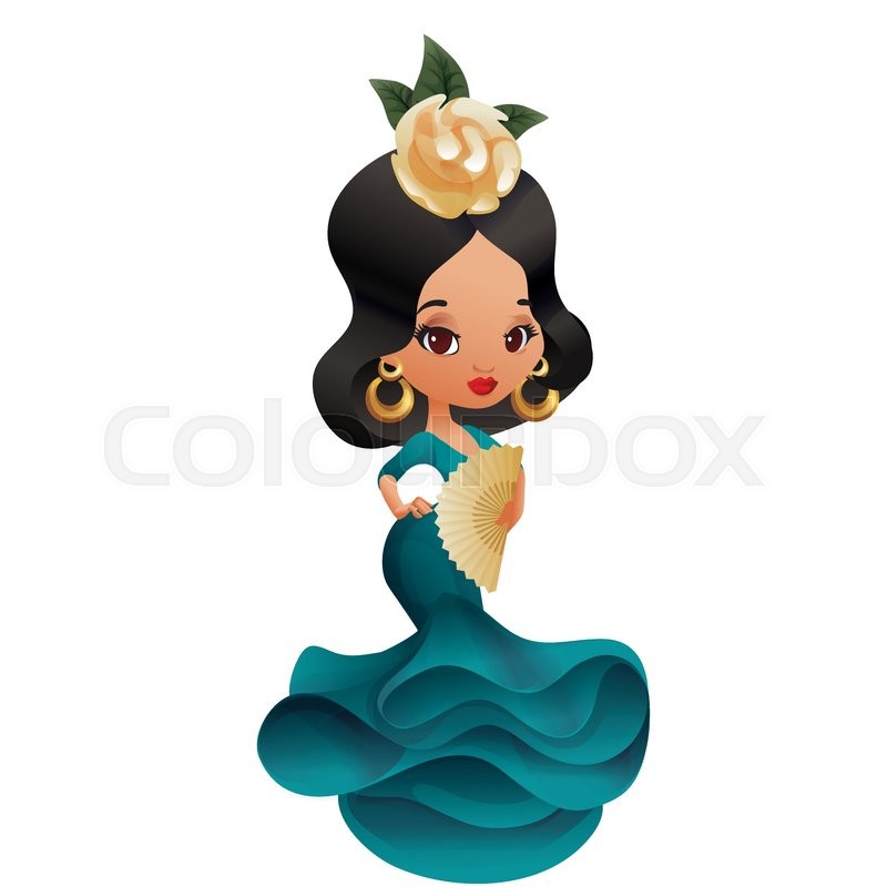 Latin Spanish chibi beauty chibi girl ... | Stock vector | Colourbox