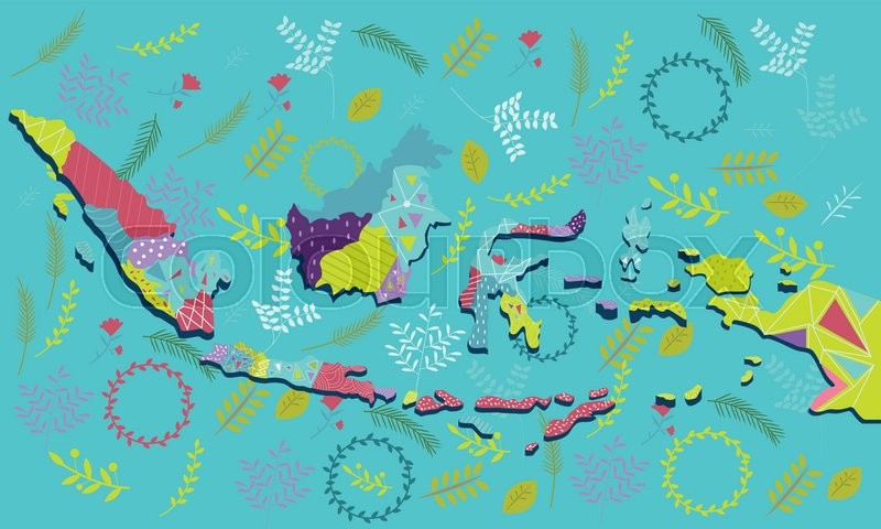 Indonesia map vector illustration art ... | Stock vector | Colourbox