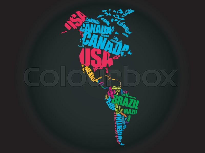 America Map in Typography word cloud ... | Stock vector | Colourbox