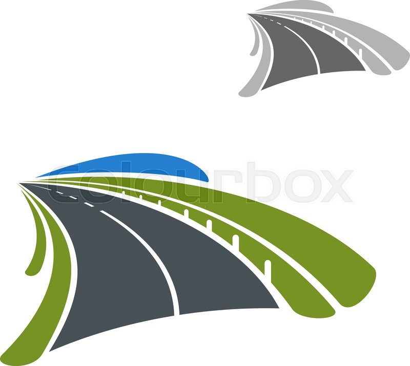 Highway road icon passes among green ... | Stock vector | Colourbox