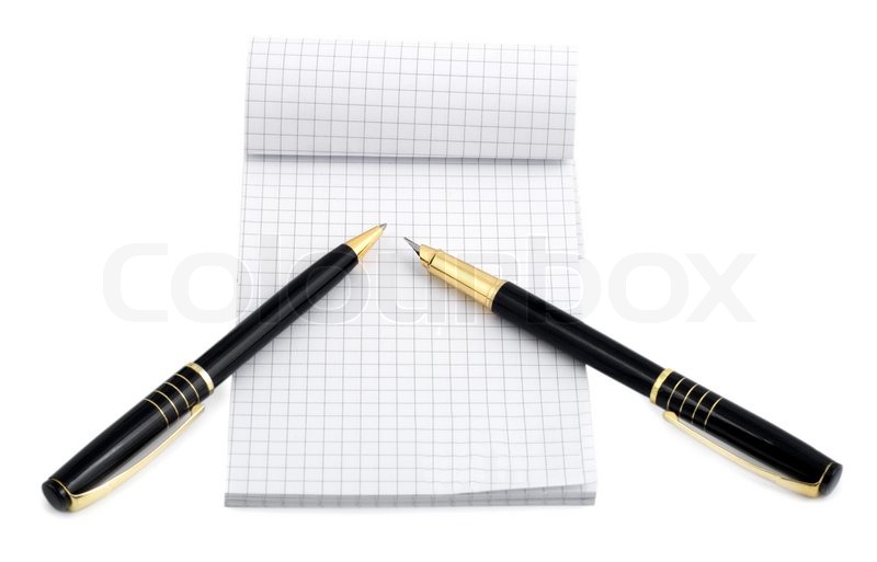 Ink pen ballpoint on the paper isolated ... | Stock image | Colourbox