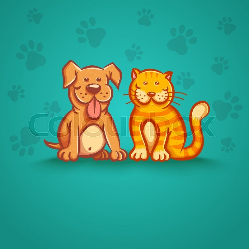 Vector illustration of a cat and dog | Stock vector | Colourbox