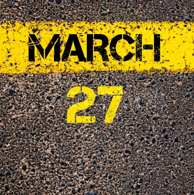 27 March calendar day written over road ... | Stock image | Colourbox