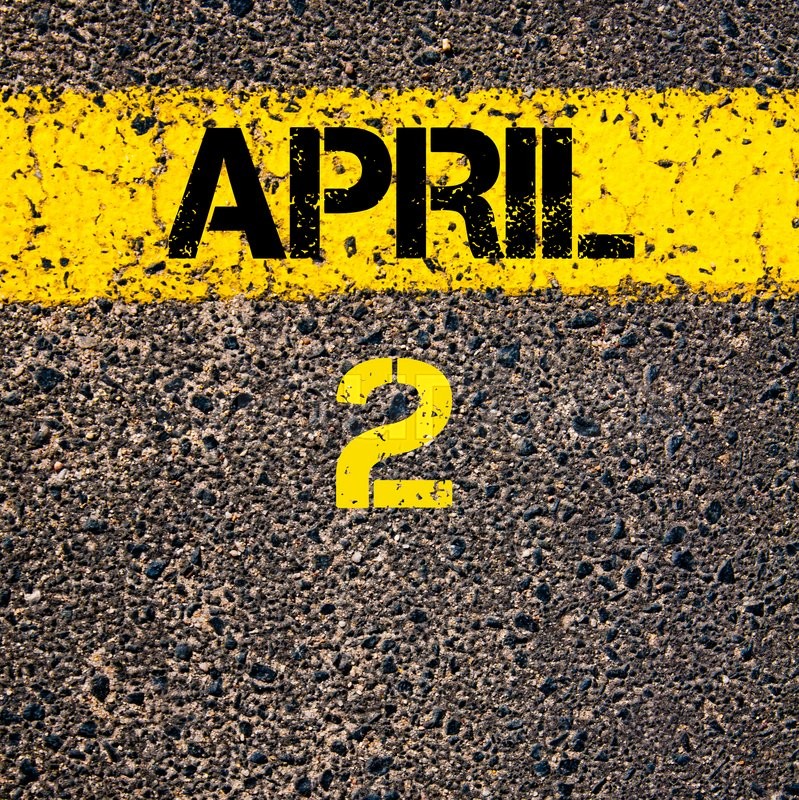 2 April calendar day written over road ... | Stock image | Colourbox