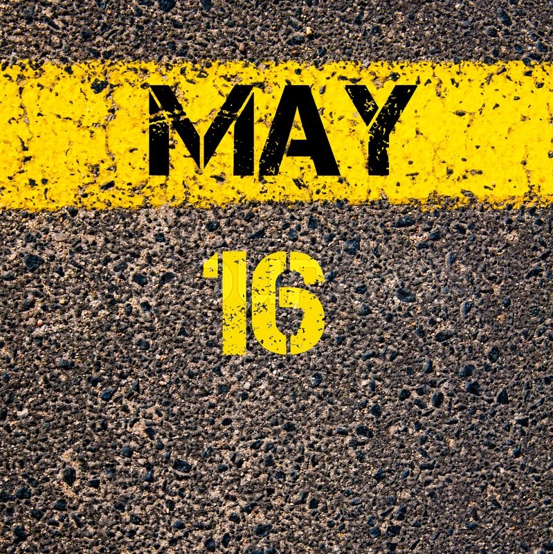 16 May calendar day written over road ... | Stock image | Colourbox