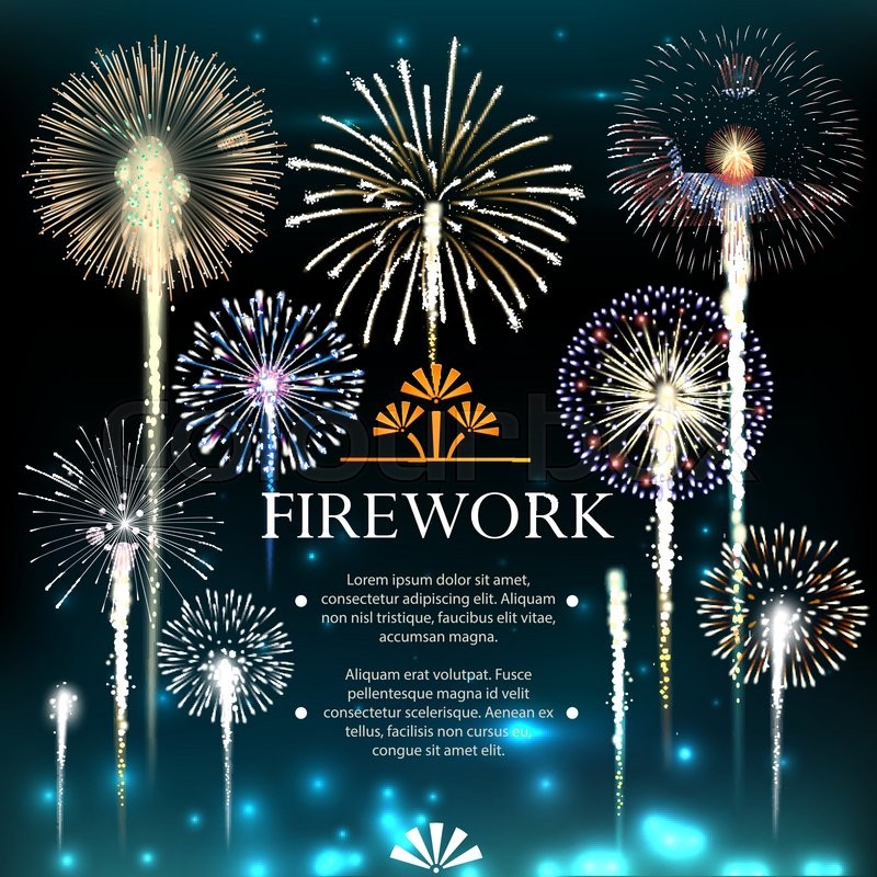 Set of fireworks, festive banner, ... | Stock vector | Colourbox