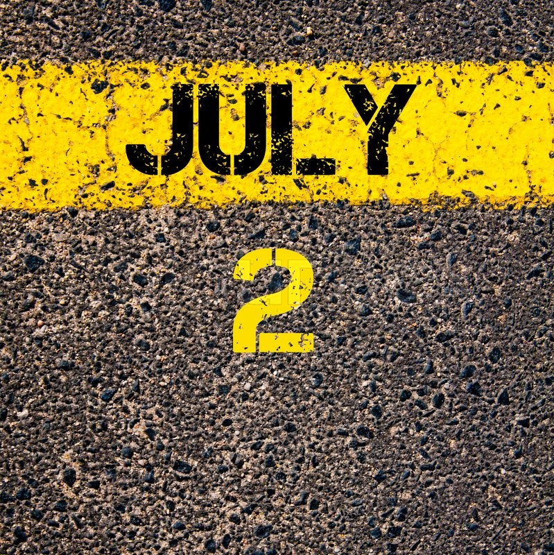 2 July calendar day written over road ... | Stock image | Colourbox