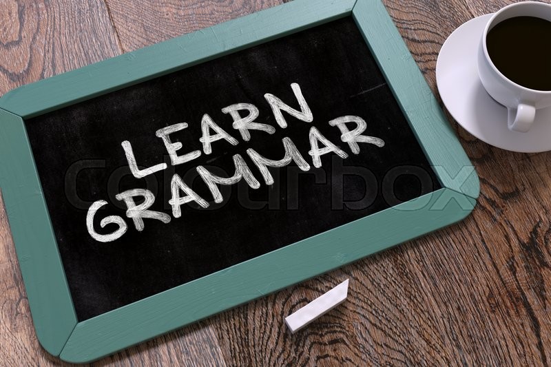 Learn Grammar - Blue Chalkboard with ... | Stock image | Colourbox