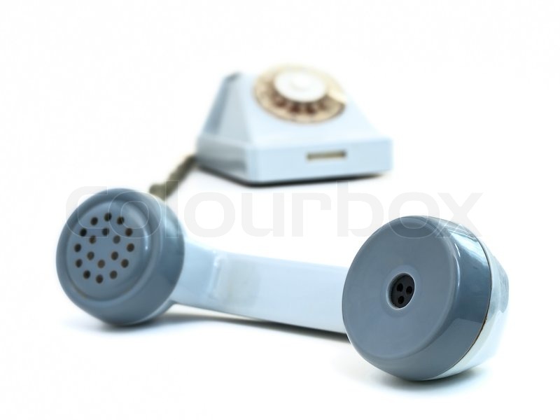 Old blue phone against the white ... | Stock image | Colourbox