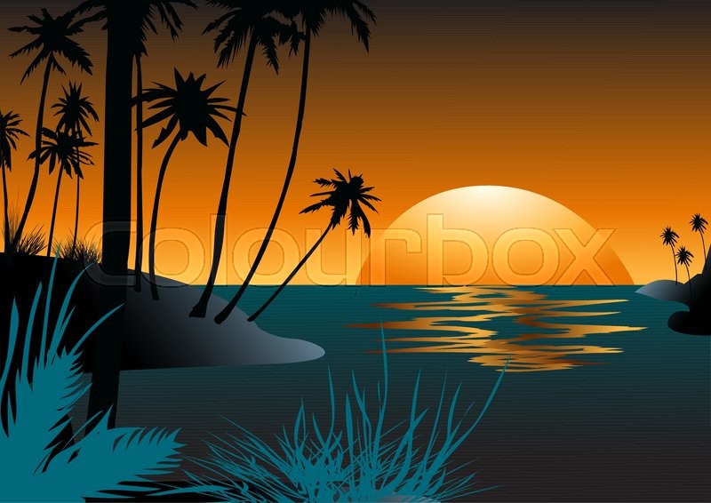Hawaiian Beach Sunset Drawing